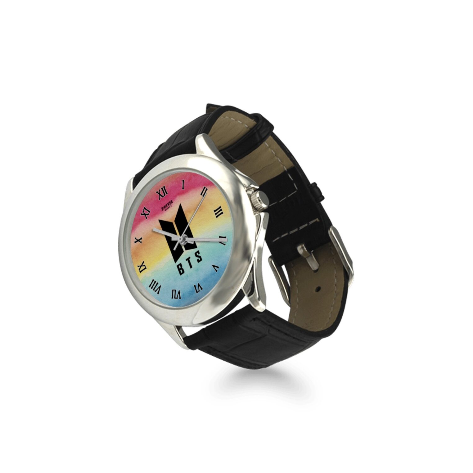 BTS Logo Watch Texture Rainbow Leather Strap Watch - KPOPArmyBase ...