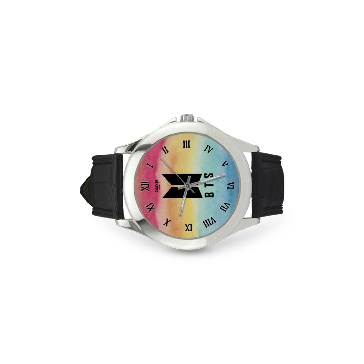 BTS Logo Watch Texture Rainbow Leather Strap Watch - KPOPArmyBase ...